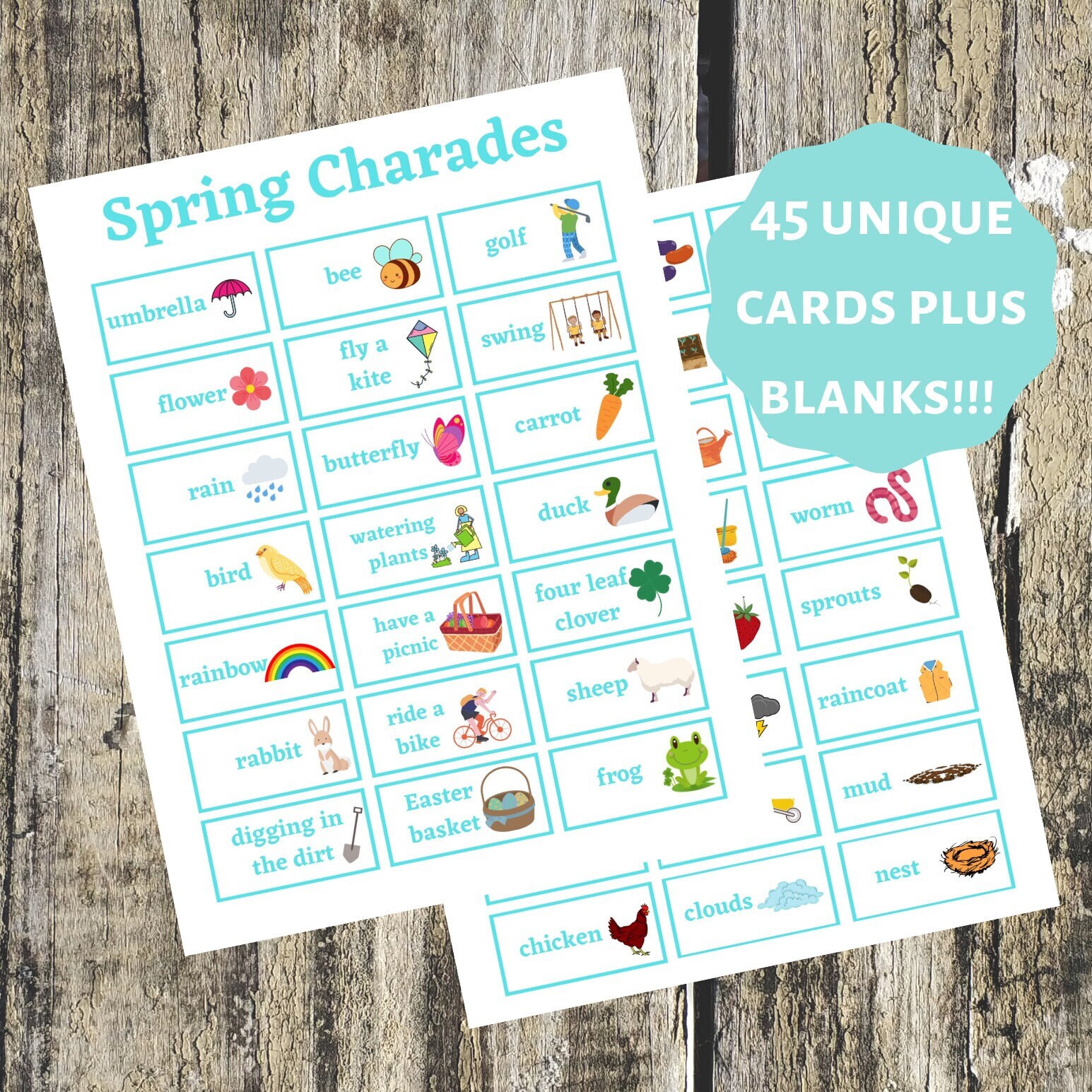 Spring Charades Printable - Etsy