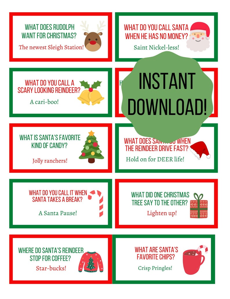Christmas Lunchbox Jokes / Christmas Jokes / Lunch Notes for Kids - Etsy