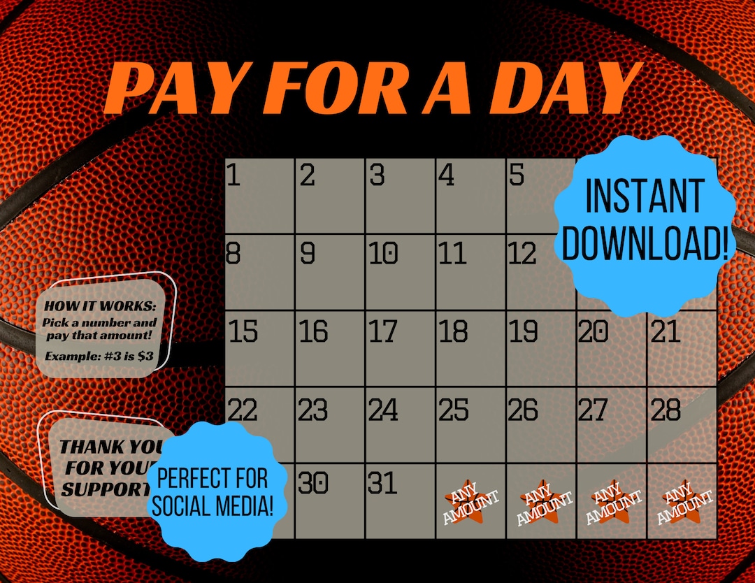 Basketball Calendar Fundraiser | Basketball Pay Day Fundraiser - Etsy