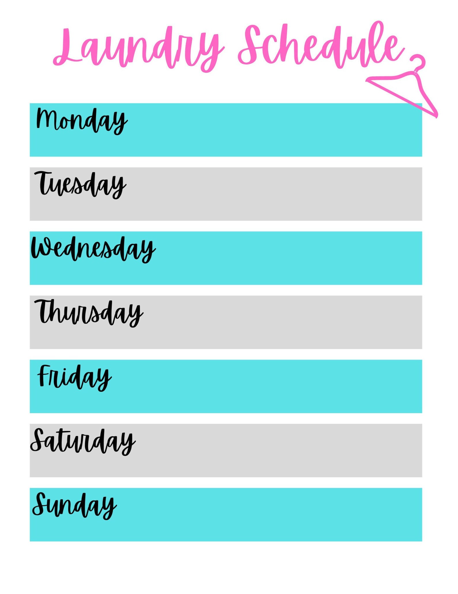 Laundry Schedule / Laundry Printable / Home Binder / Mom Printable - Etsy