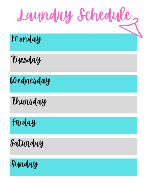 Laundry Schedule / Laundry Printable / Home Binder / Mom - Etsy