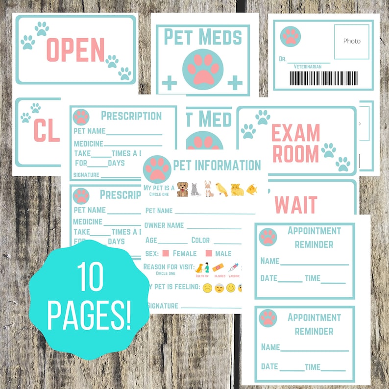 Veterinarian Dramatic Play Printables / Vet Pretend Play / Dramatic ...