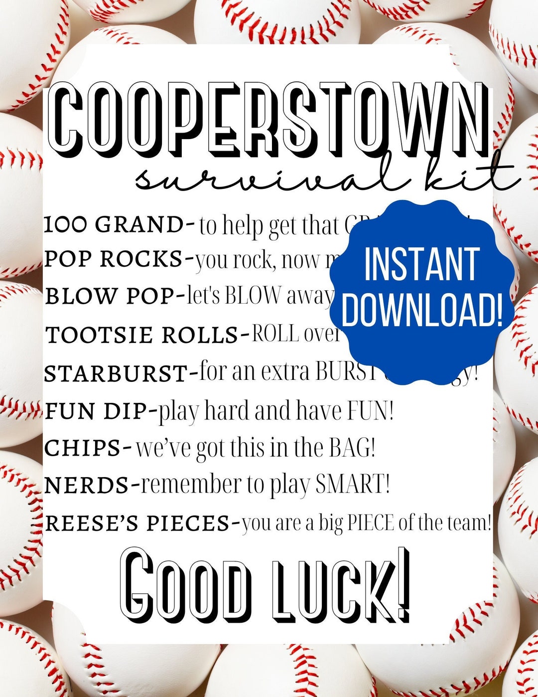 Cooperstown Baseball Survival Kit - Etsy Cooperstown Baseball Survival Kit - Etsy