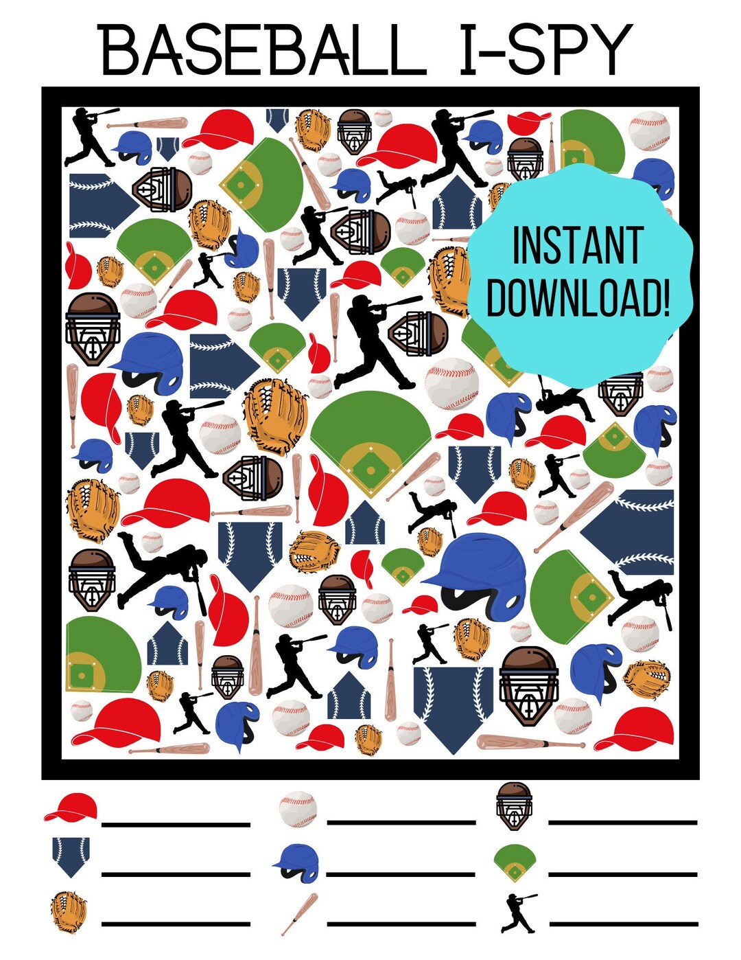 Baseball I-spy Game / Baseball Activity - Etsy