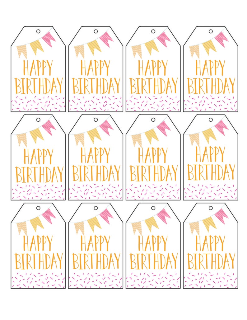 Printable Happy Birthday Gift Tag - Etsy