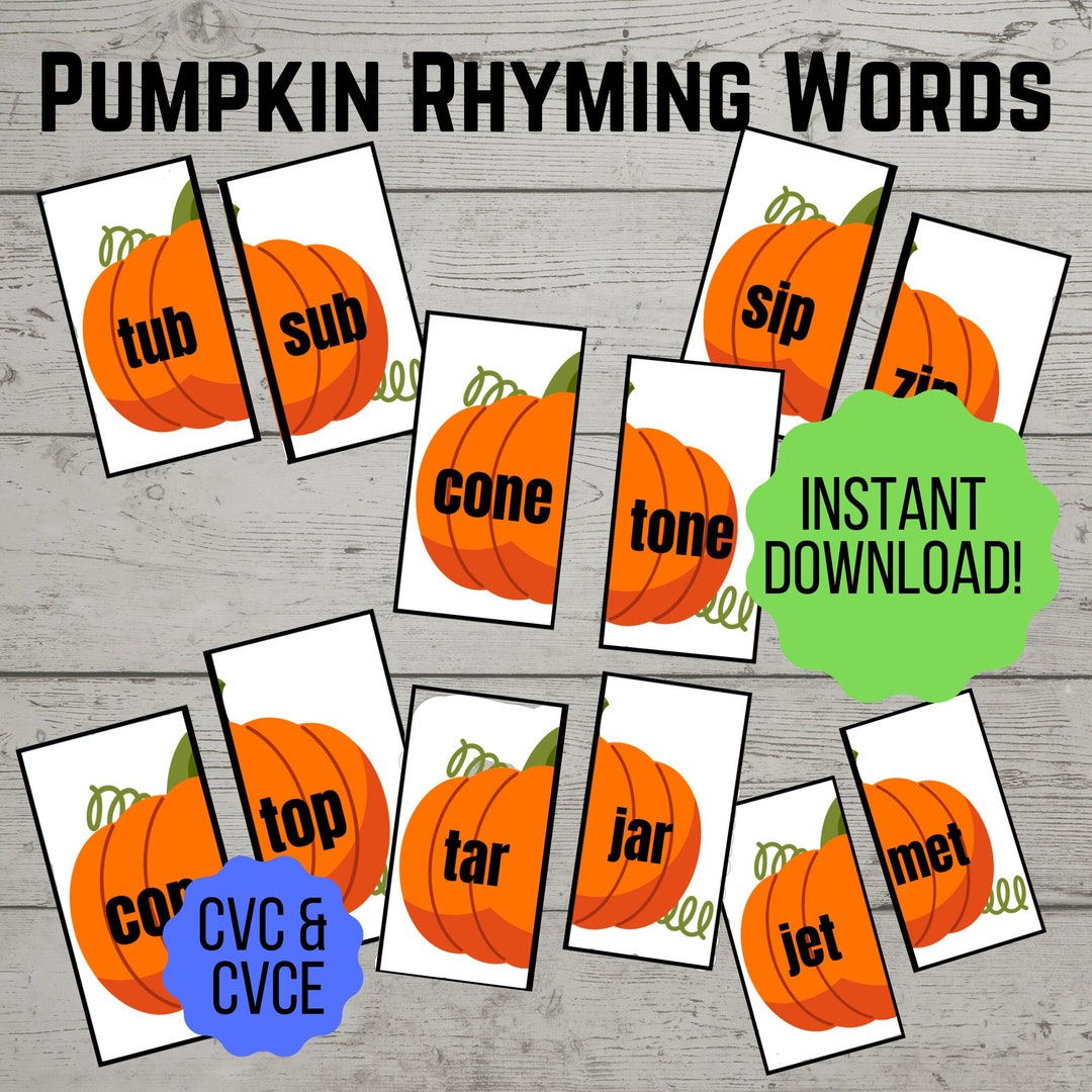 Pumpkin Rhyming Matching Cards - Etsy