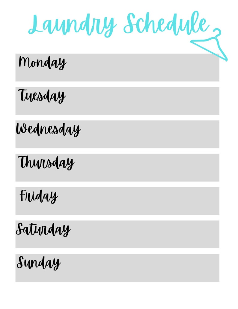 Laundry Schedule / Laundry Printable / Home Binder / Mom - Etsy