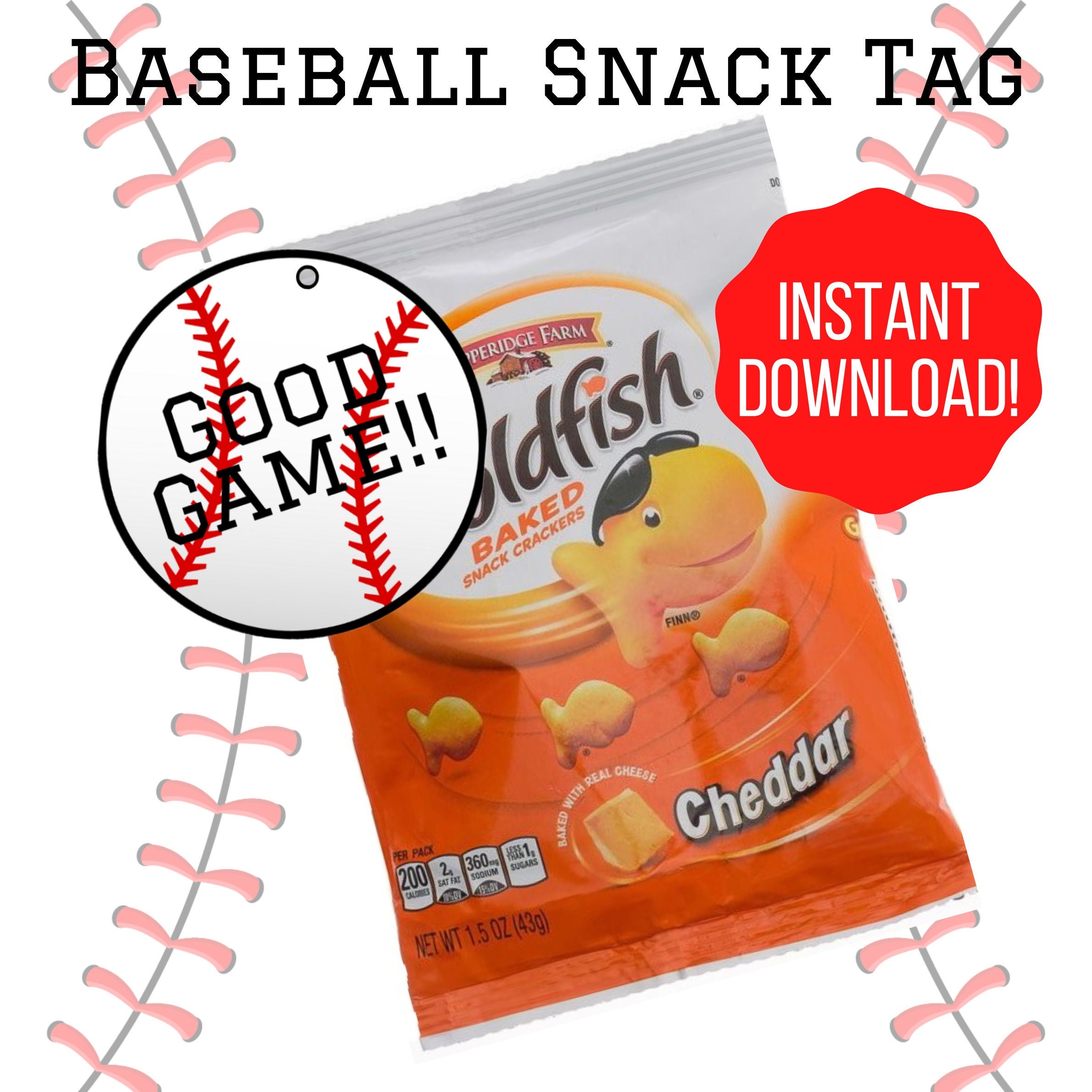 Baseball Snack Tag / Baseball Printable - Etsy