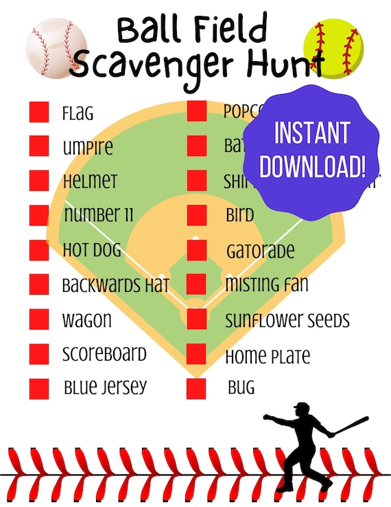 Baseball/softball Game Scavenger Hunt - Etsy
