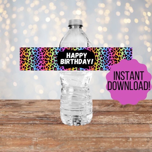 Happy Birthday Water Bottle Labels | Cheetah Water Bottle Labels ...
