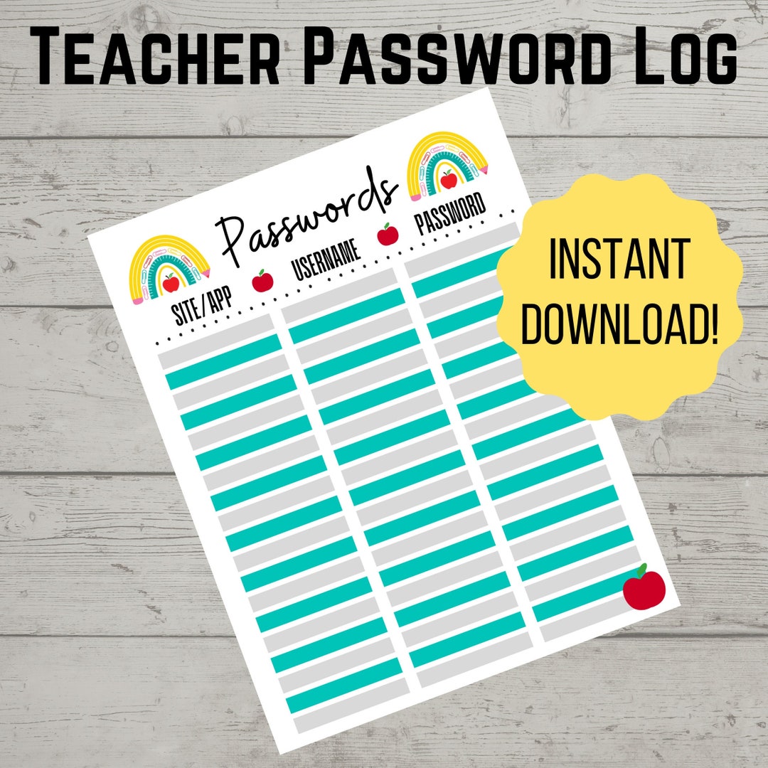 Teacher Password Log | Teacher Password Tracker - Etsy