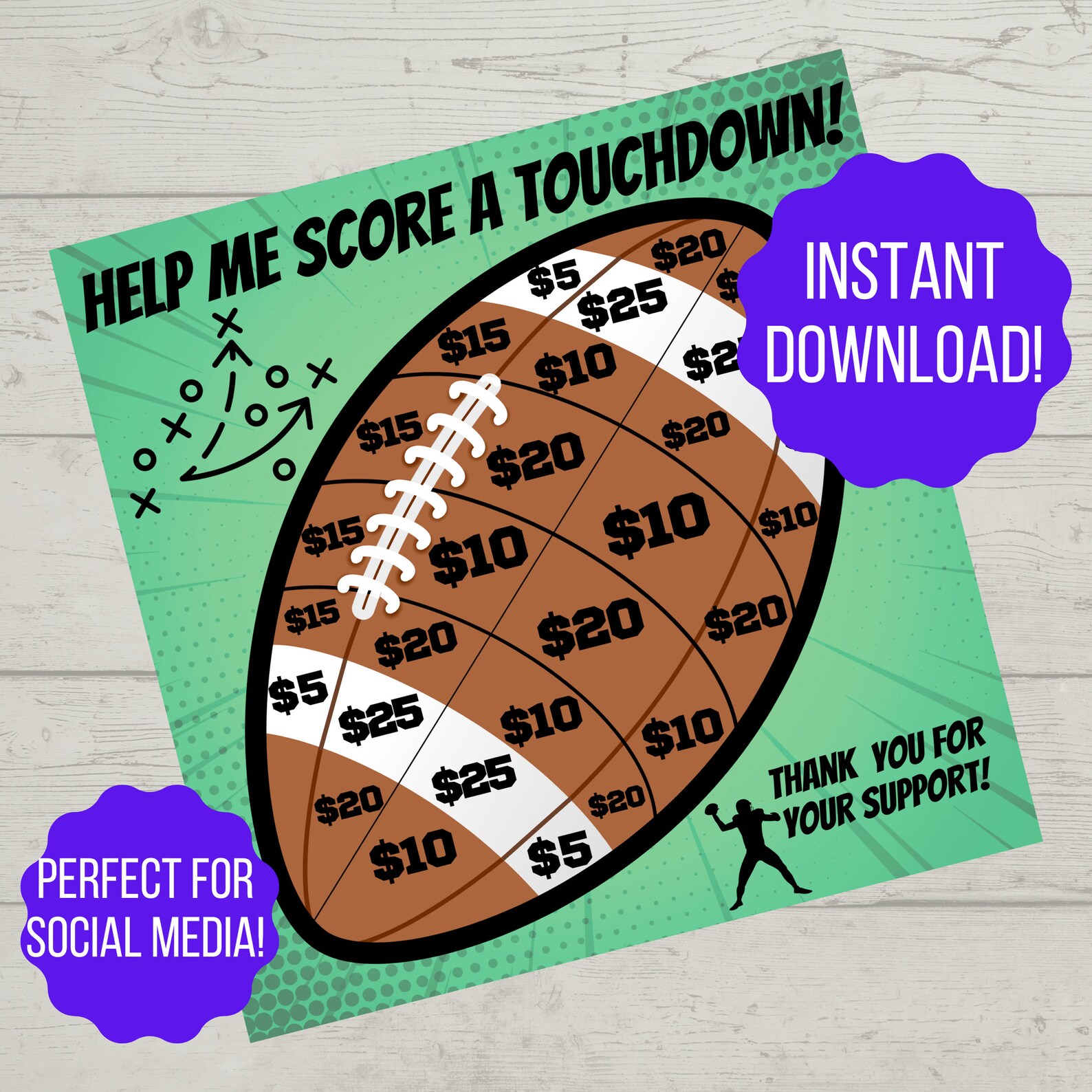Touchdown Football Fundraiser | Football Team Fundraiser - Etsy