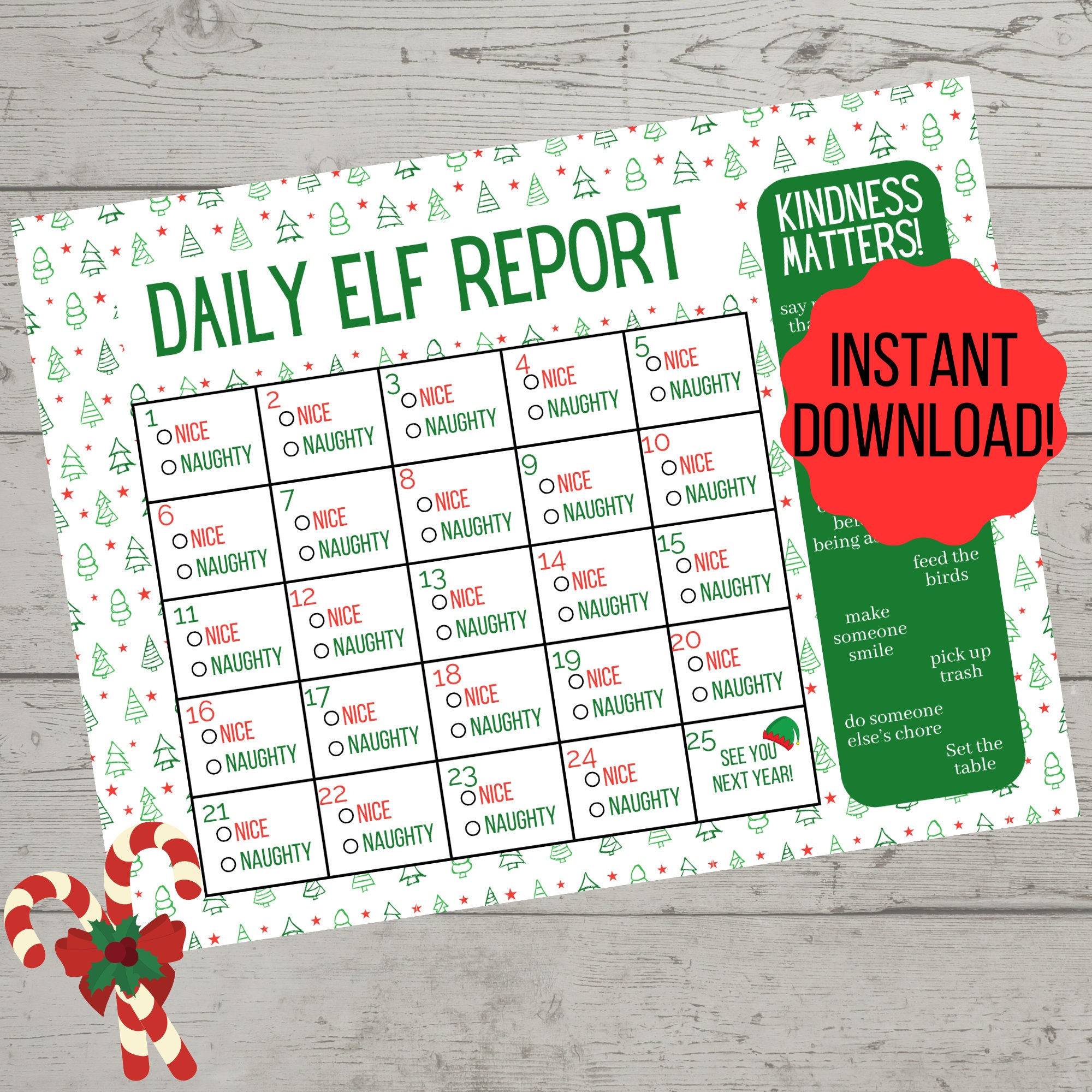 Daily Elf Report | Christmas Printable - Etsy