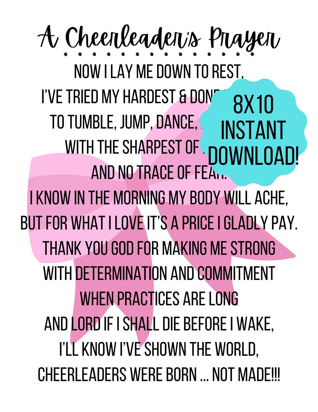 Cheerleader's Prayer 8x10 | Cheer Prayer - Etsy