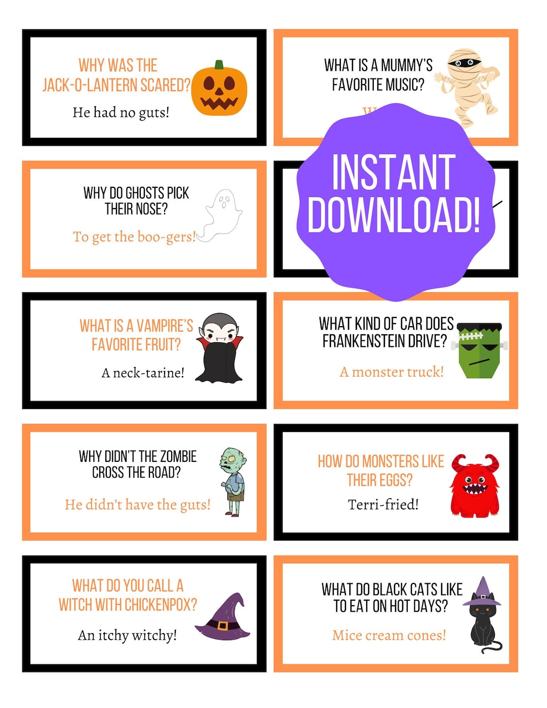 Halloween Lunchbox Joke Printable - Etsy