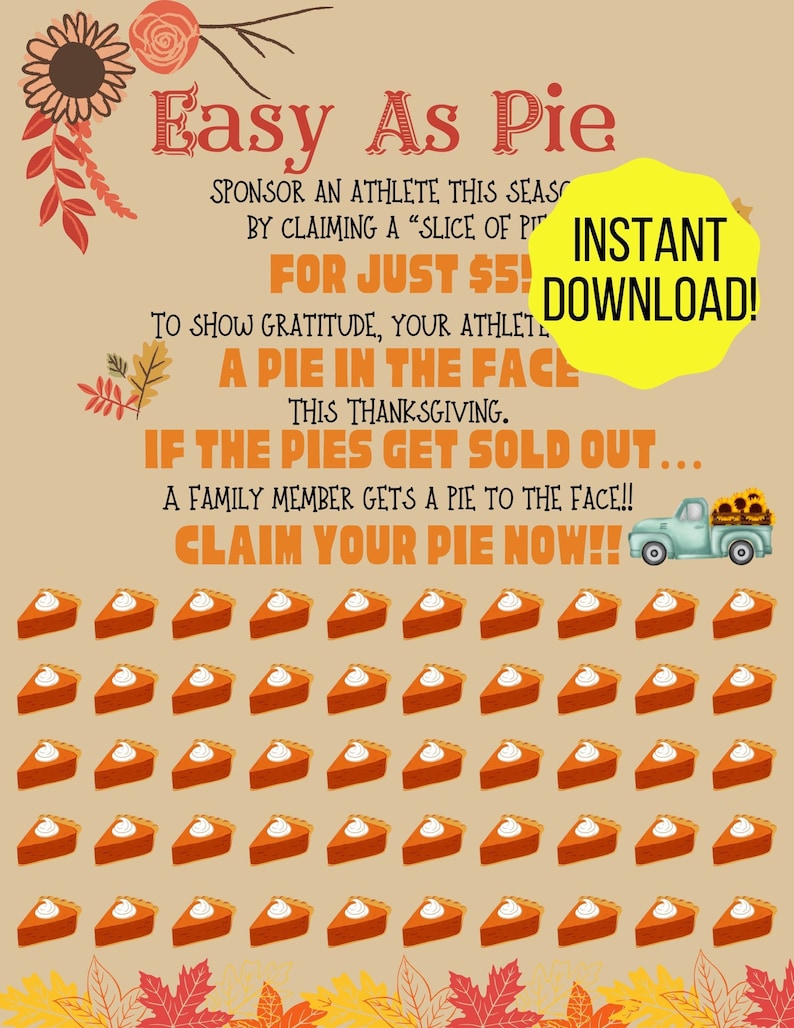 Easy as Pie Fundraiser / Thanksgiving Fundraiser / Pie Fundraiser ...