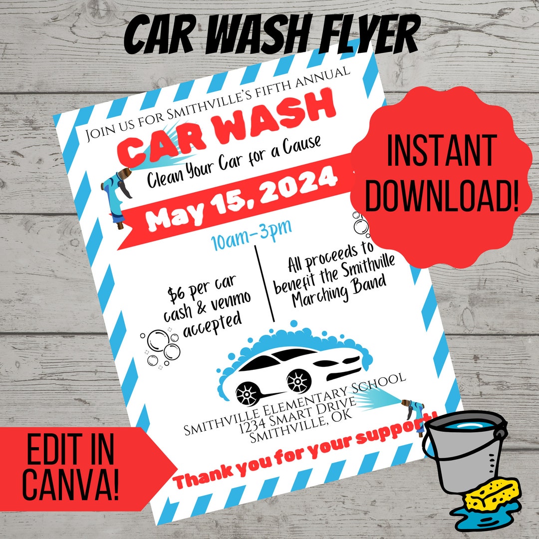 Car Wash Flyer | EDITABLE Car Wash | Car Wash Fundraiser | Fundraiser ...