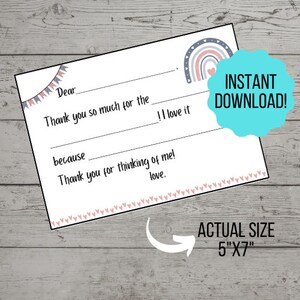 Printable Thank You Cards | Thank You Cards for Kids | Birthday Thank ...