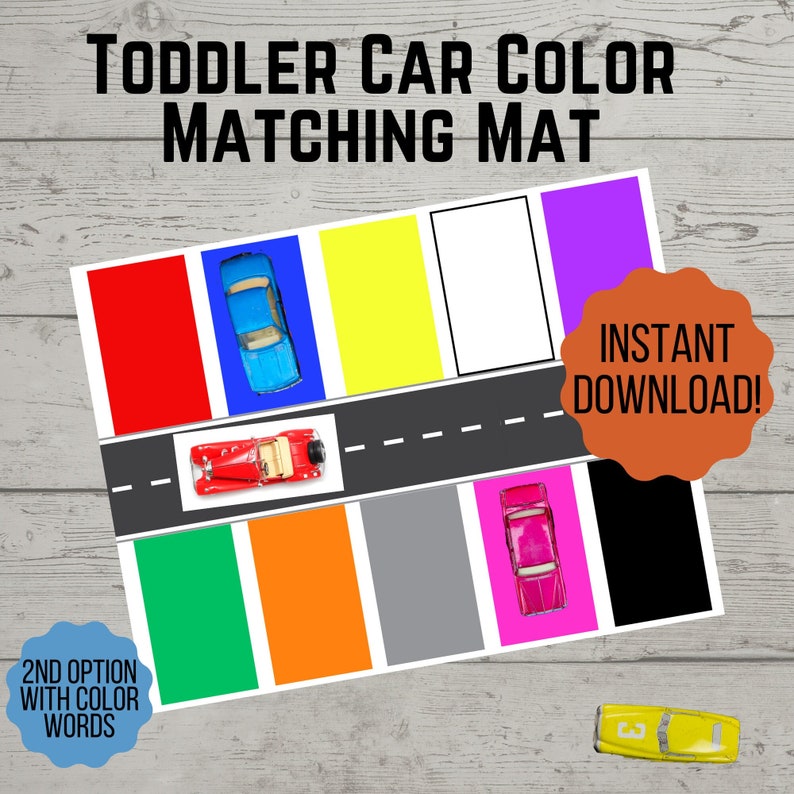 Color Matching Activity With Cars for Toddler - Etsy