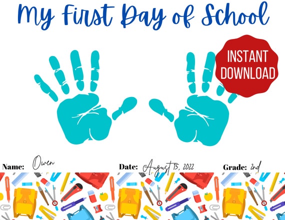 First Day of School Handprint Keepsake Printable - Etsy