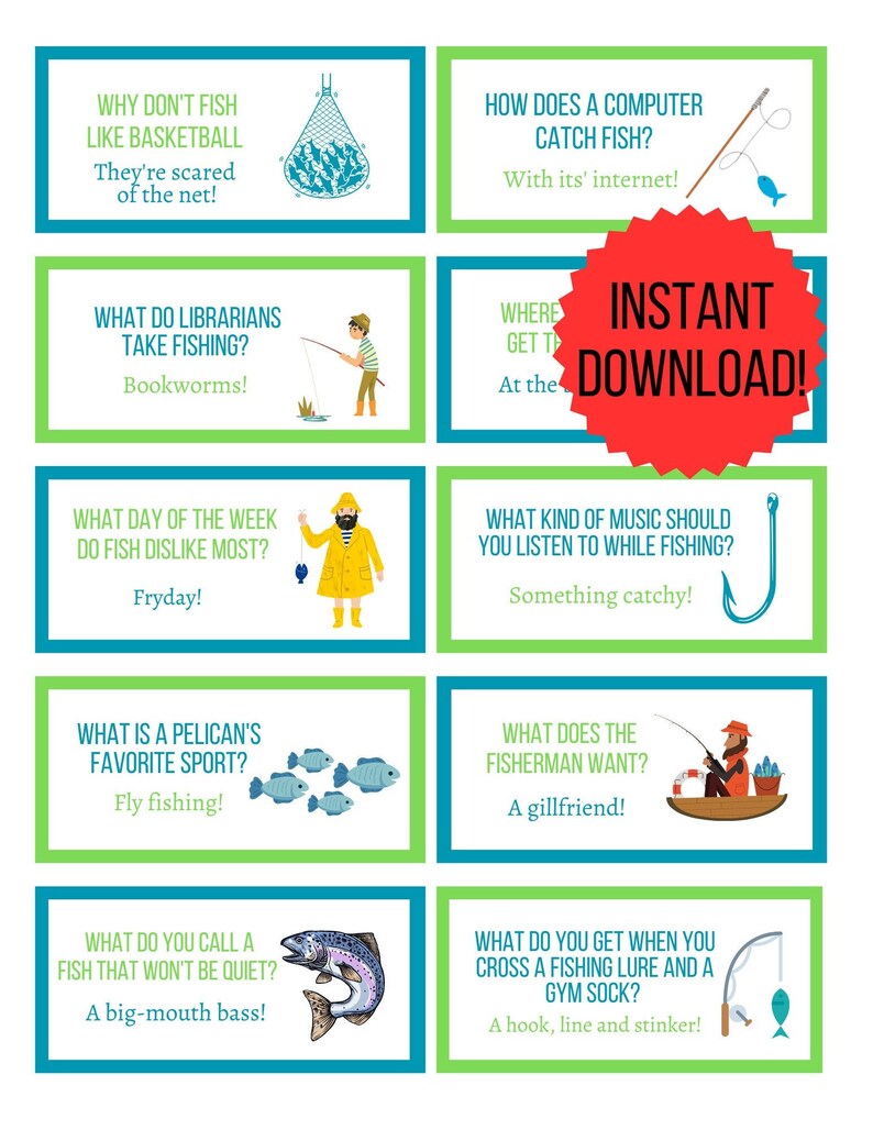 Fisherman Jokes / Fishing Jokes / Lunchbox Jokes / Kids Jokes - Etsy