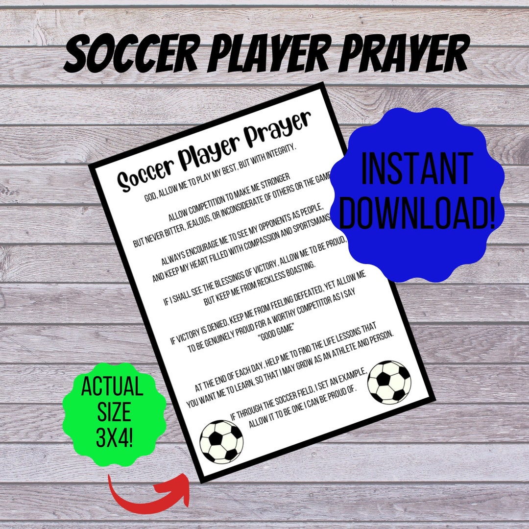Soccer Player Prayer / Soccer Player Printable - Etsy