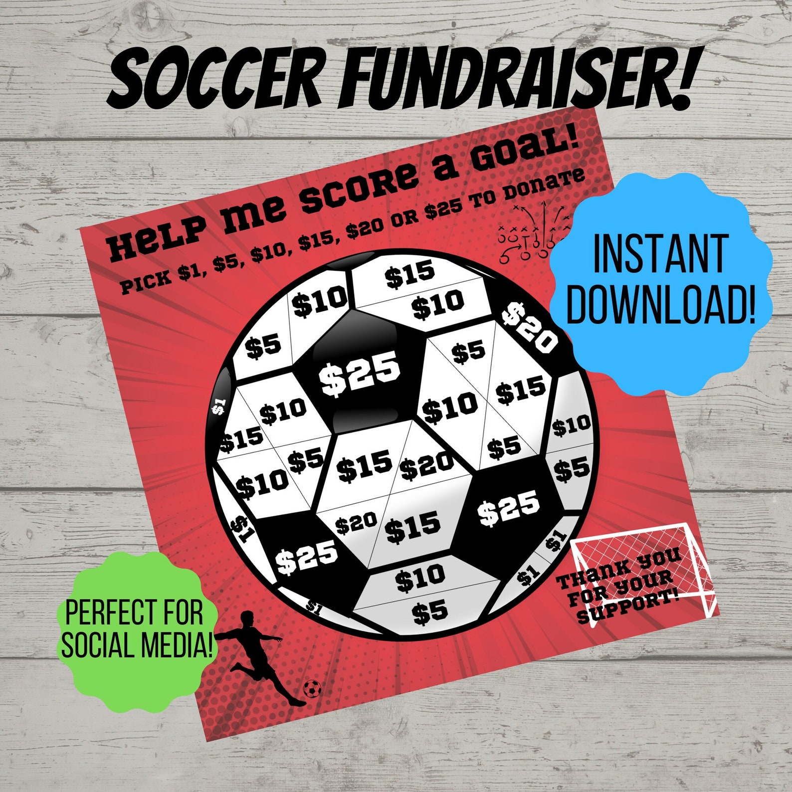 Soccer Fundraiser | Soccer Goal Fundraiser | Facebook Fundraiser - Etsy