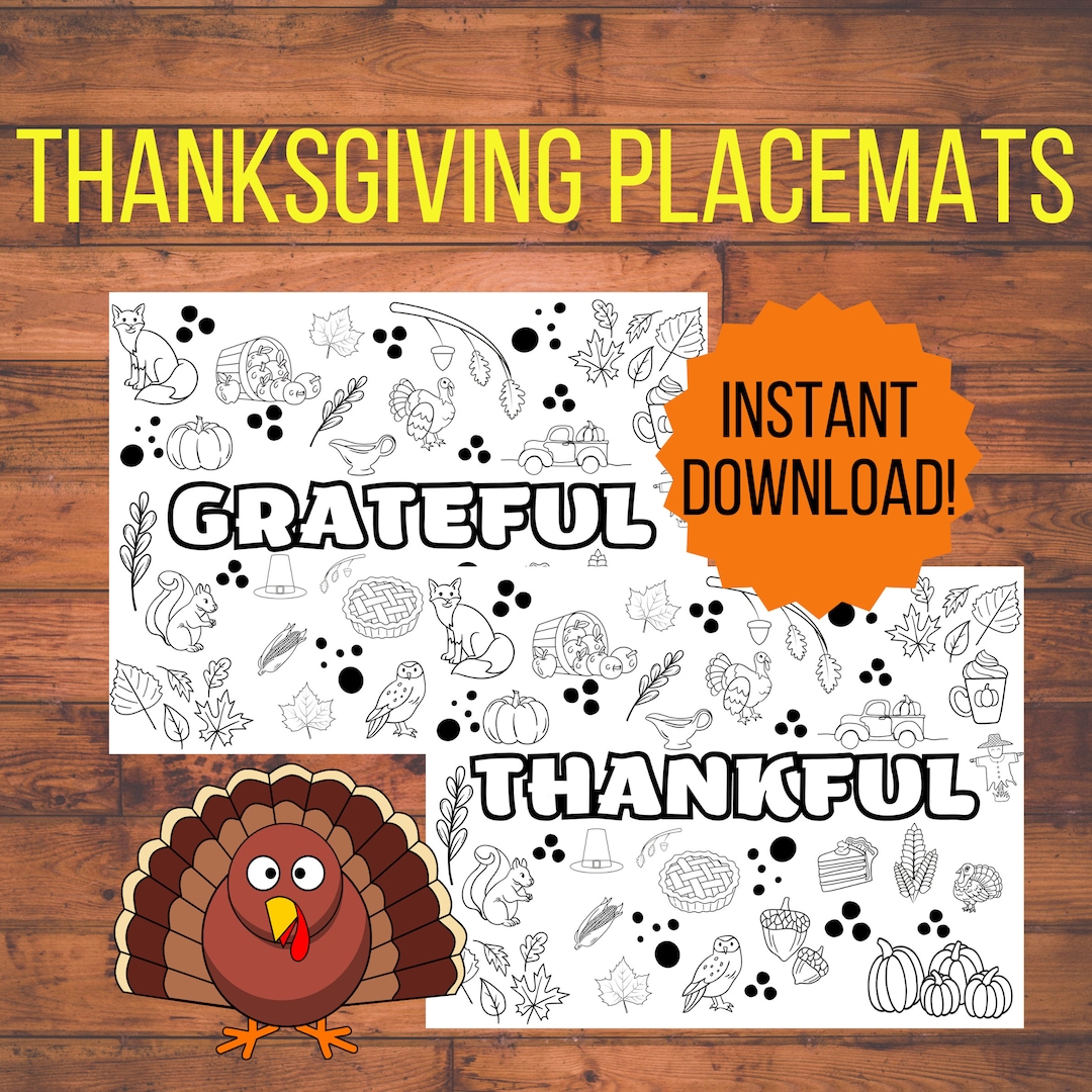 Thanksgiving Placemats / Thanksgiving Kids Table - Etsy