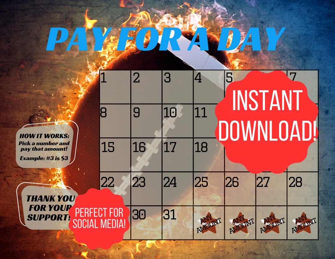 Football Calendar Fundraiser / American Football / Football Fundraiser ...