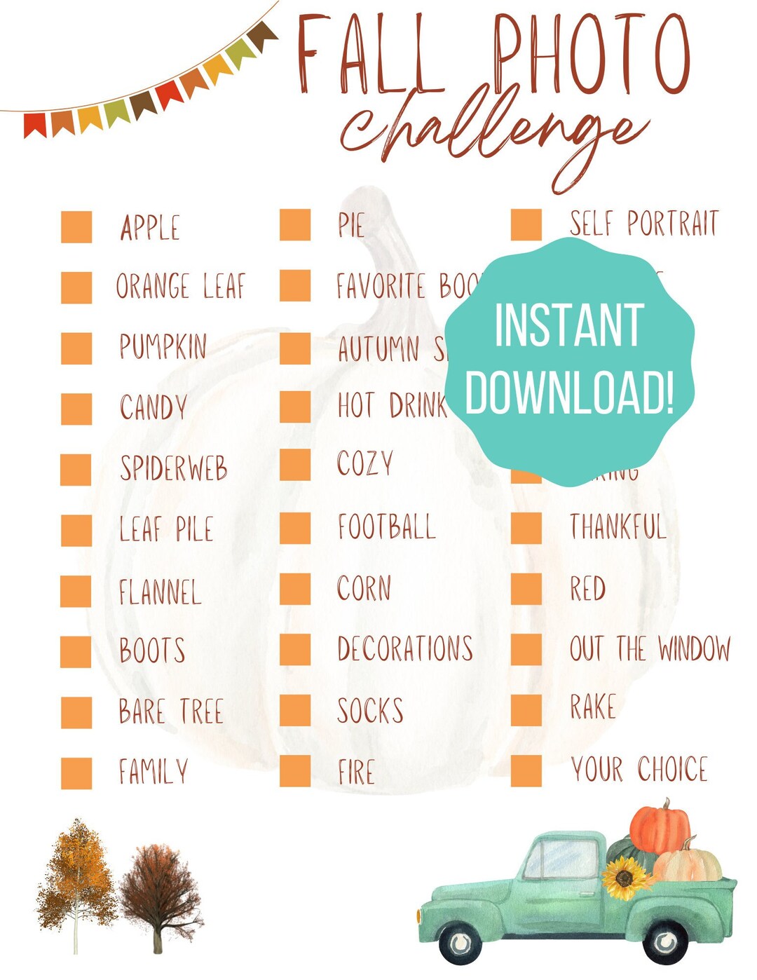 Fall Photo Challenge Printable - Etsy