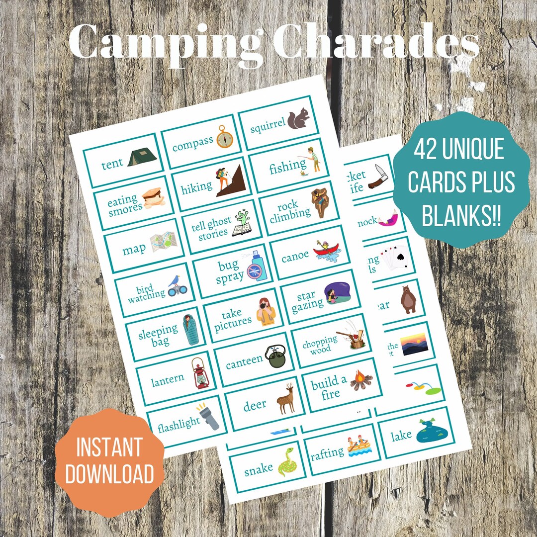Camping Charades / Camping Games / Camping Activity / Charades ...