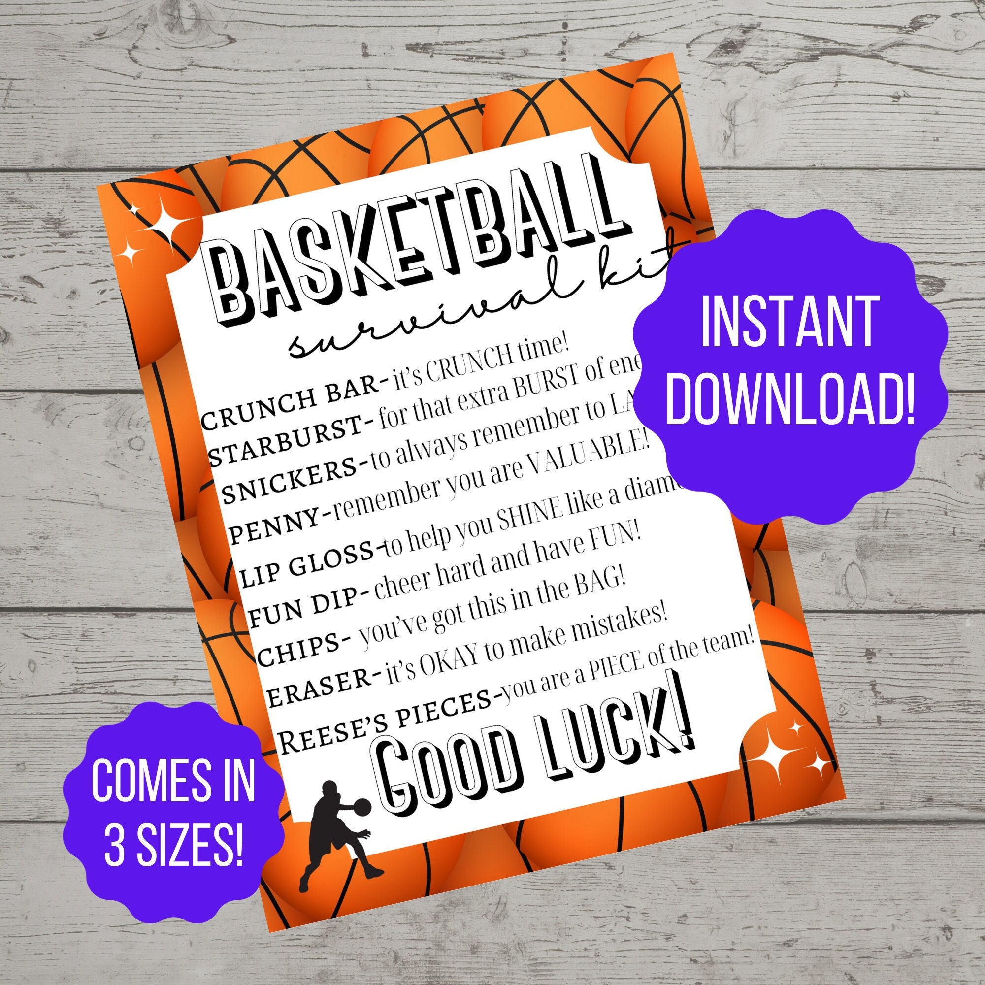 Basketball Survival Kit | Basketball Printable - Etsy