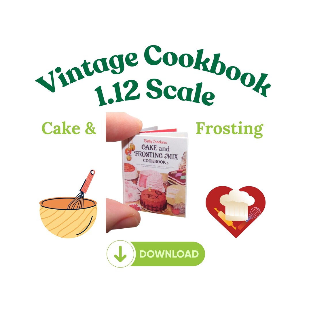 Vintage Cookbook Miniature Printable Template Dollhouse Digital ...