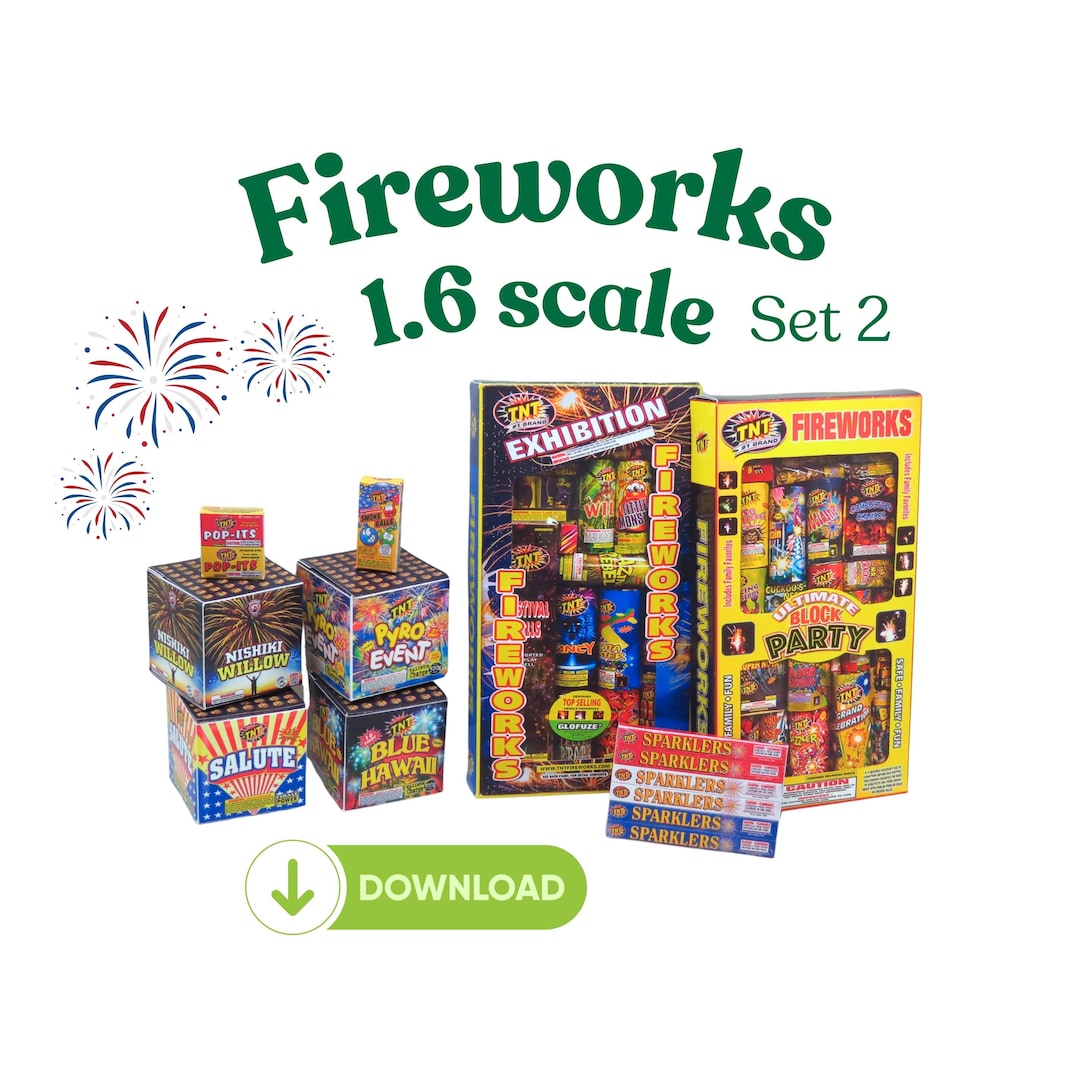 1.6 Miniature Printable Fireworks Boxes Doll Size Mini Fourth of July ...