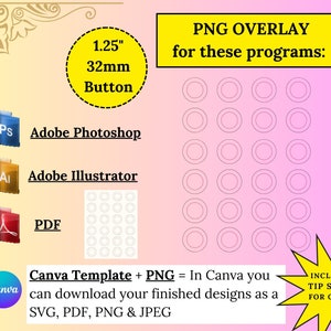 1.25 Pin Button Canva Template BUNDLE Drag and Drop Custom Badge Circle ...