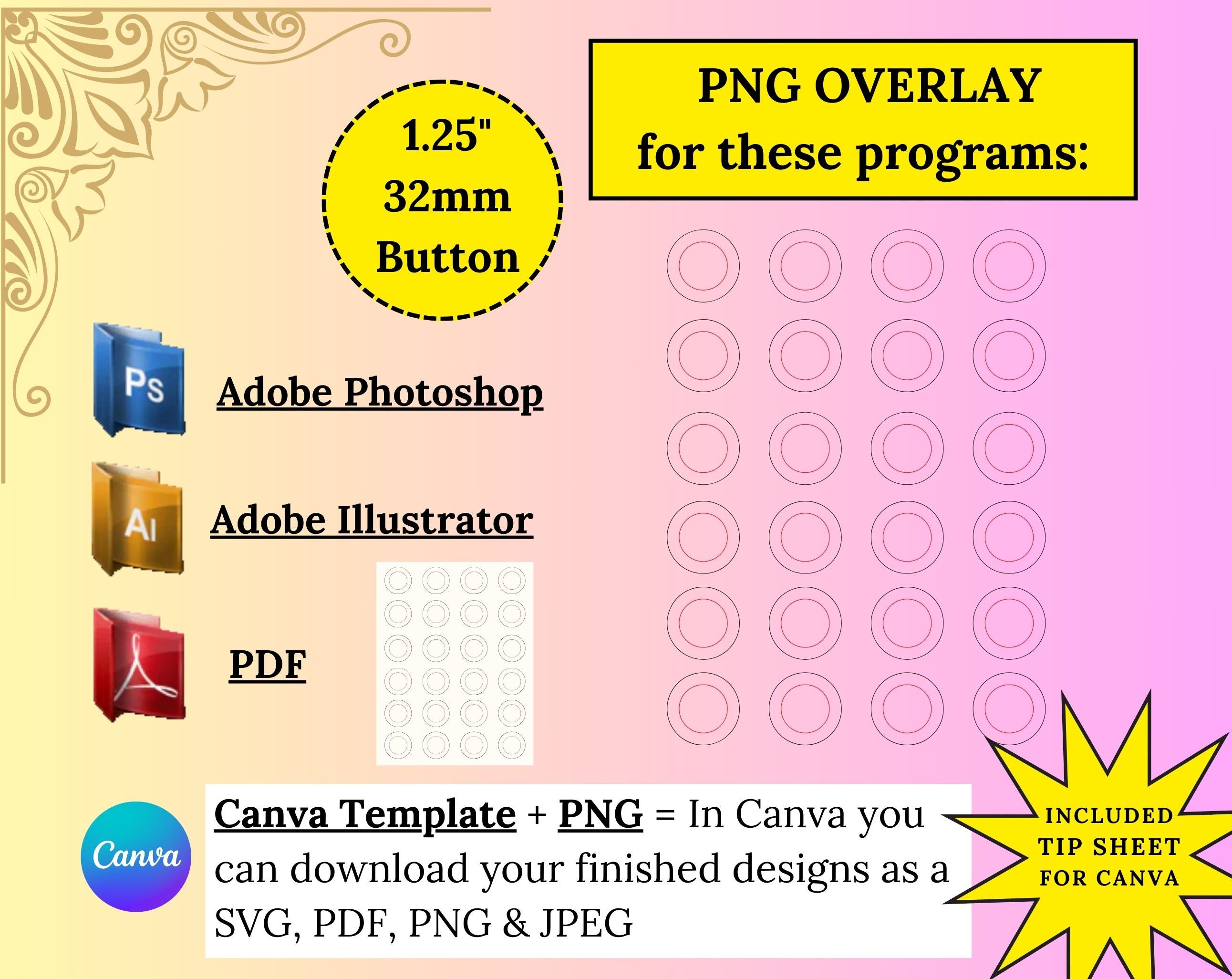 1.25 Pin Button Canva Template BUNDLE Drag and Drop Custom Badge Circle Labels - Etsy