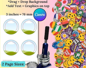 1.25 Pin Button Canva Template BUNDLE Drag and Drop Custom Badge Circle Labels - Etsy