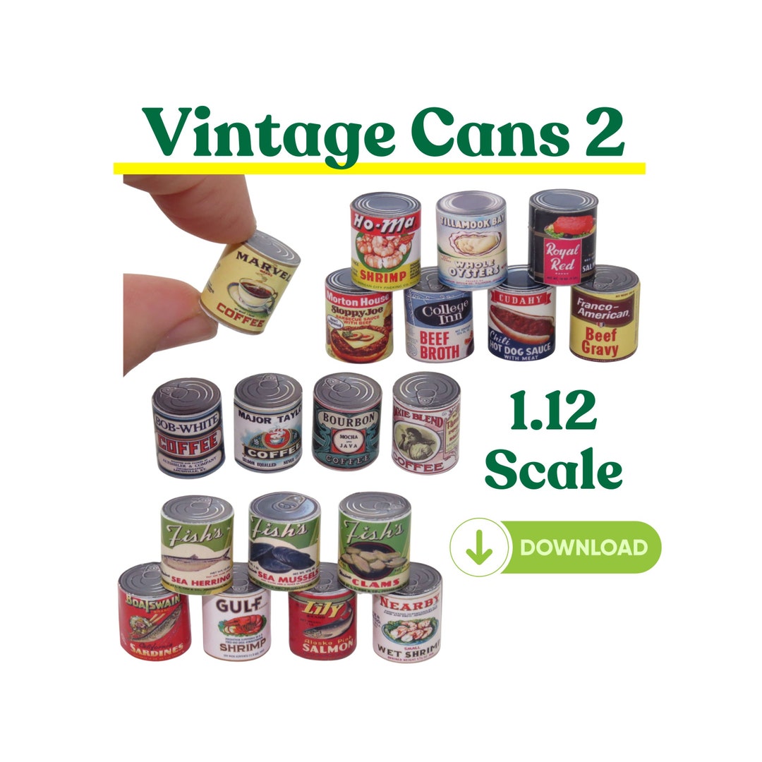 1.12 Miniature Doll Food Cans Vintage Coffee, Meat and Seafood ...