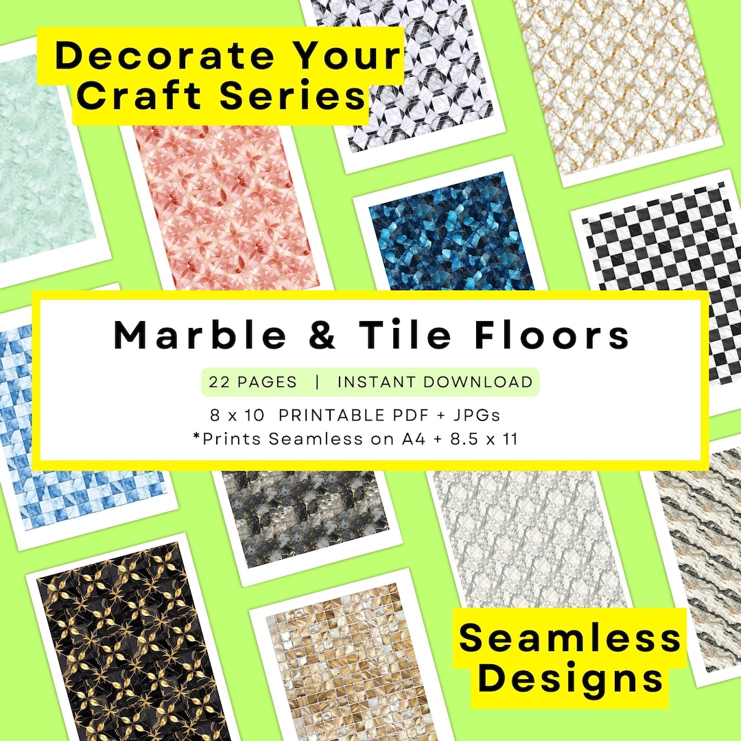 Dollhouse Printable Marble Tile Flooring Scale 1.6 1.12 Diorama Digital ...