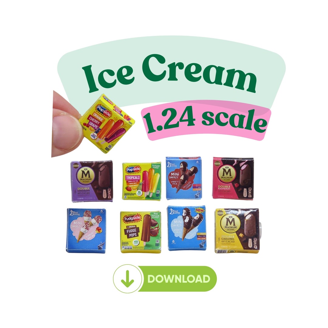 1.24 Miniature Ice Cream Printable Food Boxes Digital Download JPG PDF ...