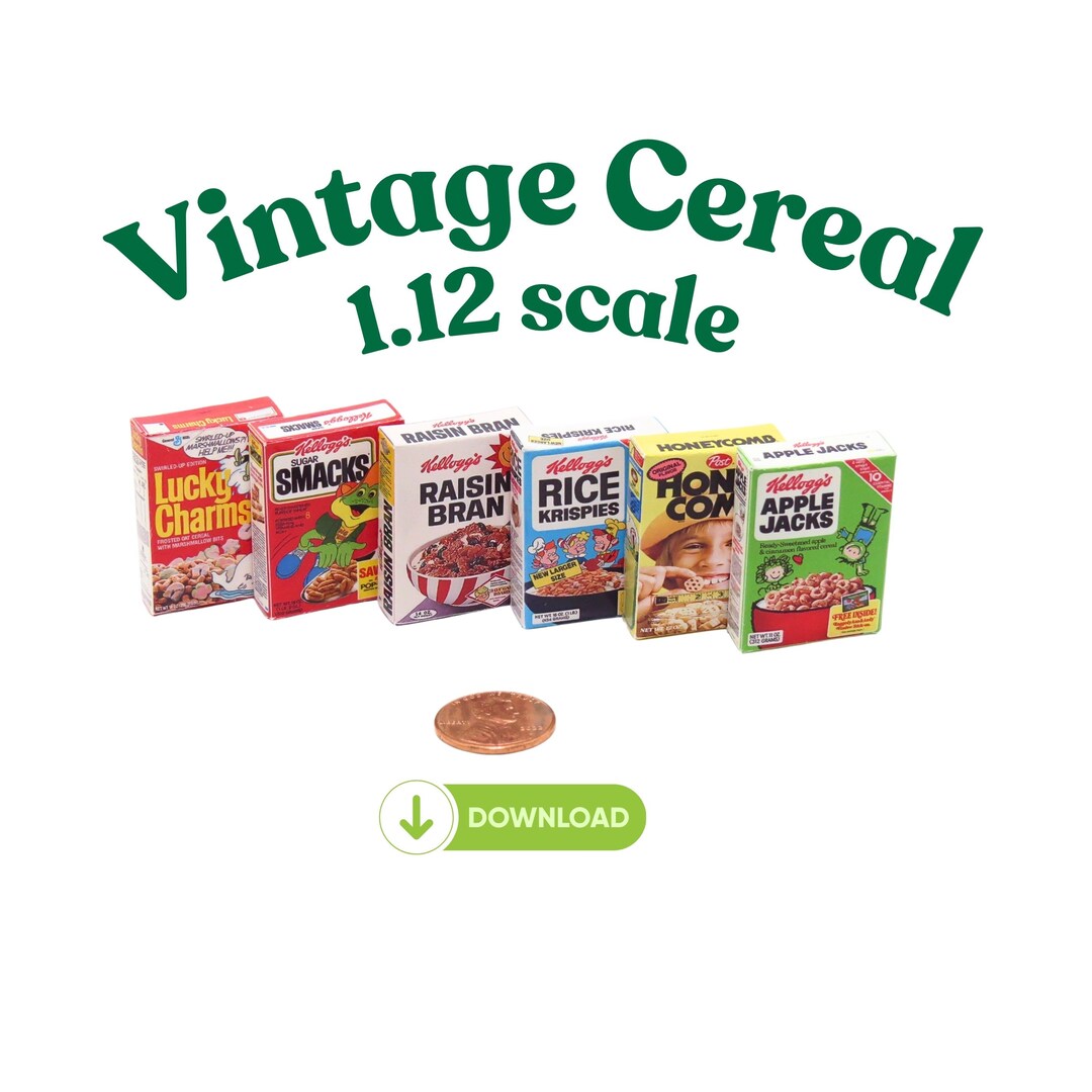 1/12 Vintage Printable Breakfast Cereal Doll House Miniatures Groceries ...
