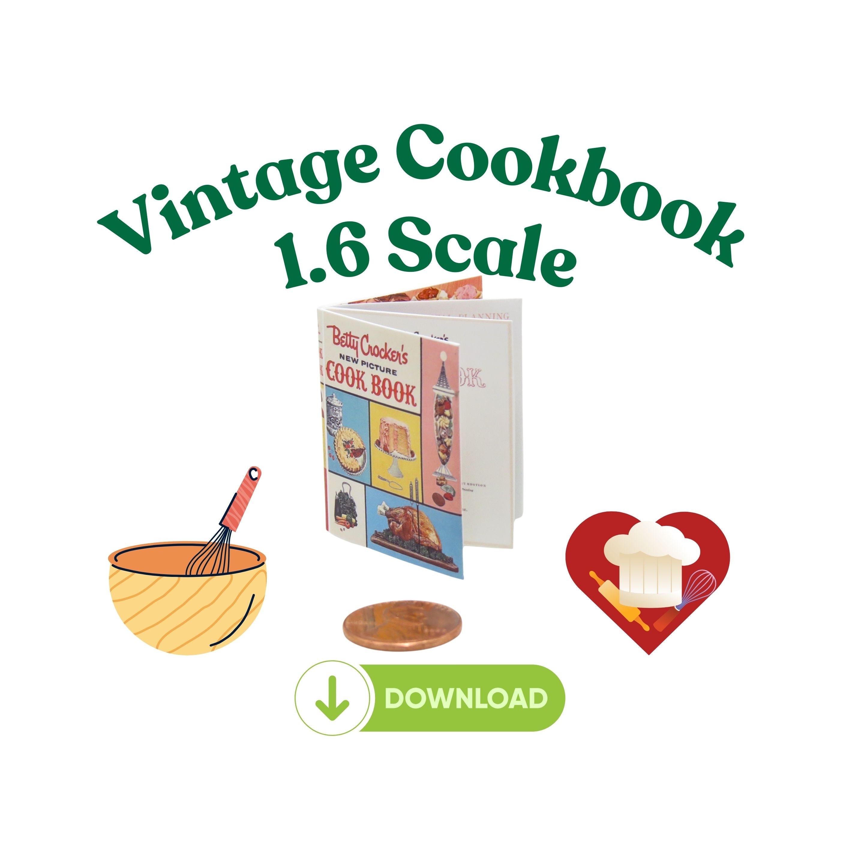 Vintage Cookbook Miniature Printable Template Dollhouse Digital ...