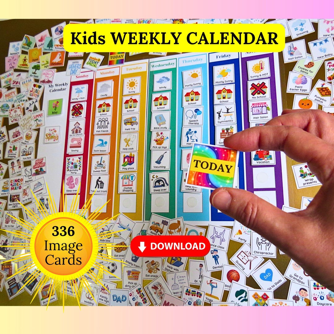 Printable Kids Visual Weekly Calendar Routine Chart Download Photo Icon ...