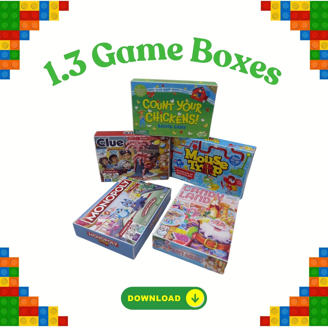 Mini Board Games Printables Dollhouse Miniature Template 1.3 Scale for ...