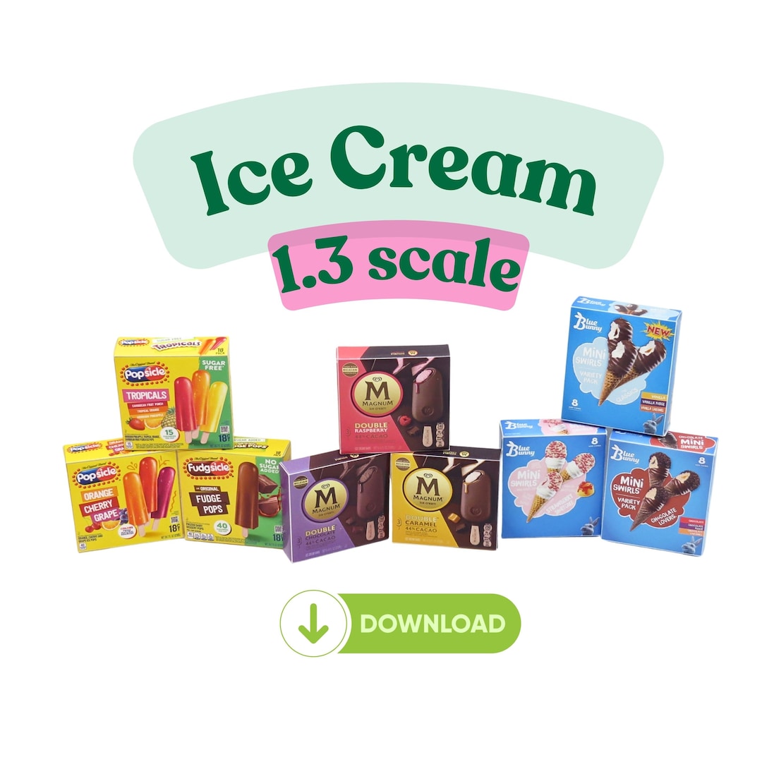 1.3 Miniature Ice Cream Printable Food Boxes Digital Download JPG PDF ...