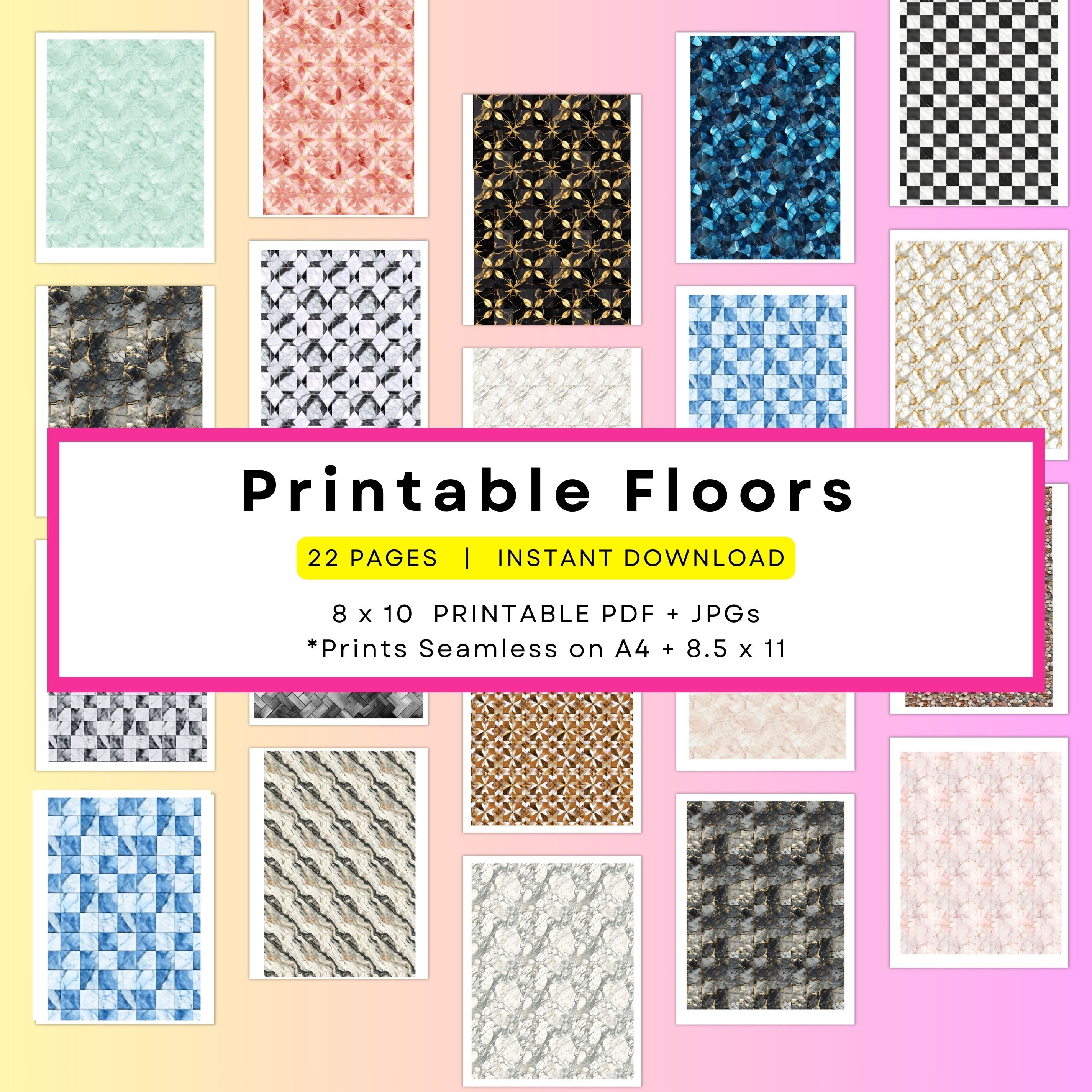 Dollhouse Printable Marble Tile Flooring Scale 1.6 1.12 Diorama Digital ...