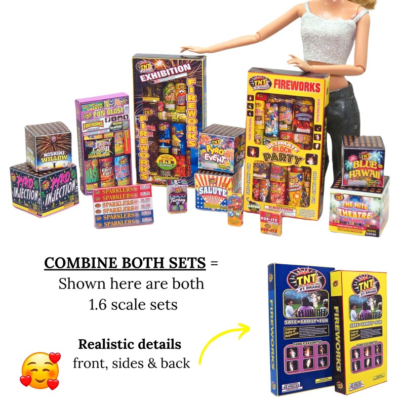1.6 Miniature Printable Fireworks Boxes Doll Size Mini Fourth of July ...