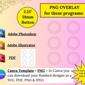 2.25 Pin Button Canva Template BUNDLE Drag and Drop Custom Badge Circle ...