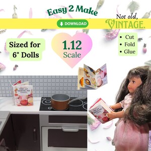 Vintage Cookbook Miniature Printable Template Dollhouse Digital ...