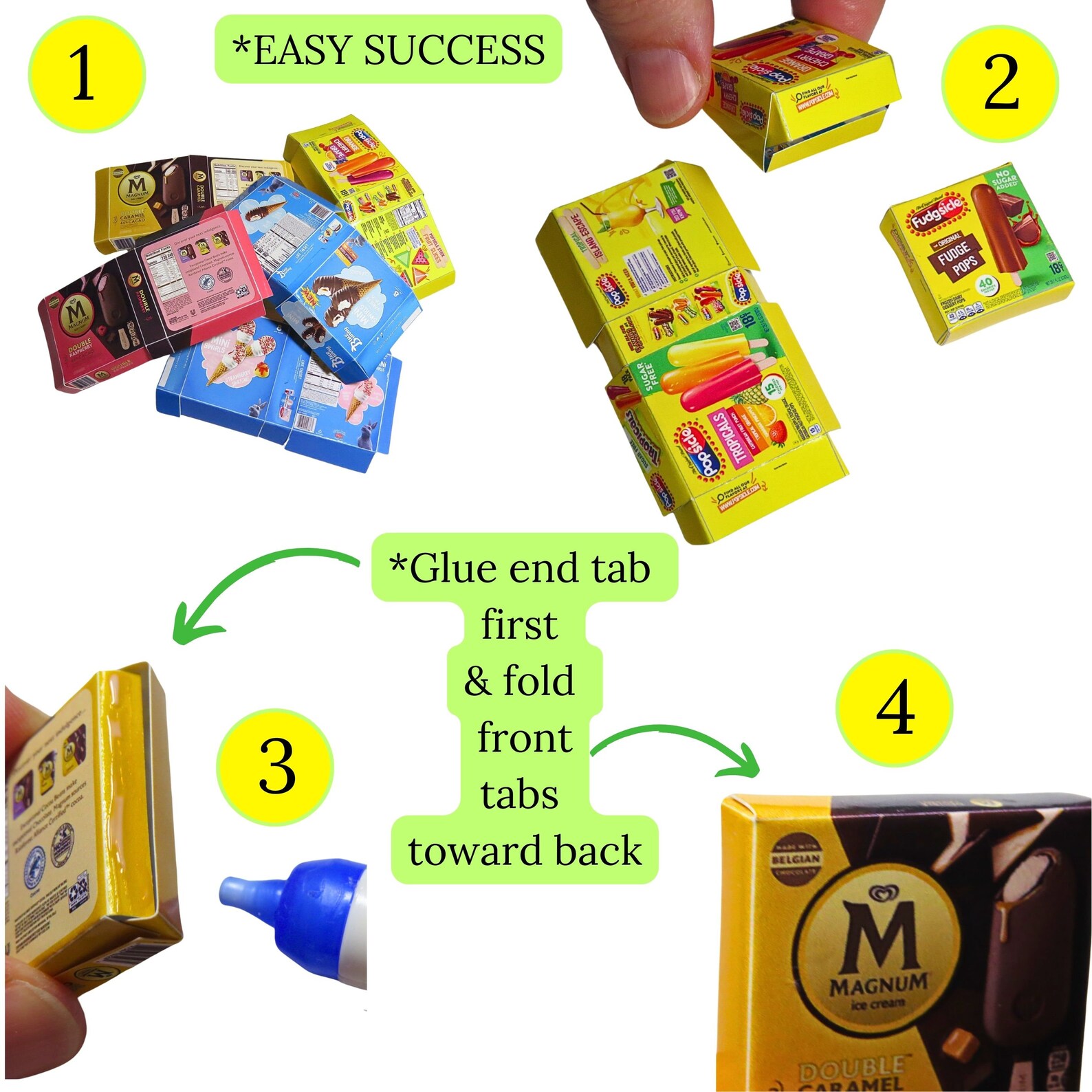 1.3 Miniature Ice Cream Printable Food Boxes Digital Download JPG PDF ...